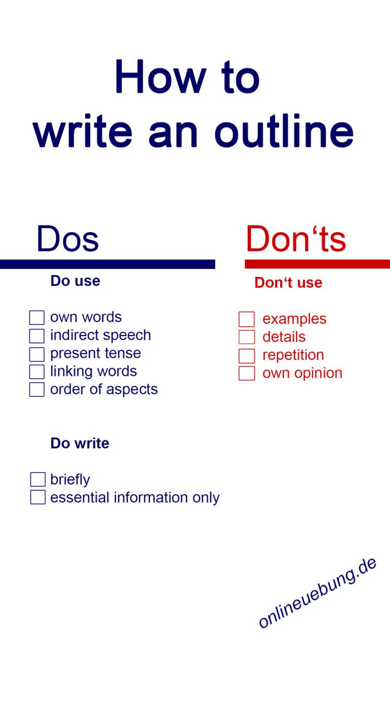 Writing an outline - Englisch Outline - Dos and donts - checkliste ...